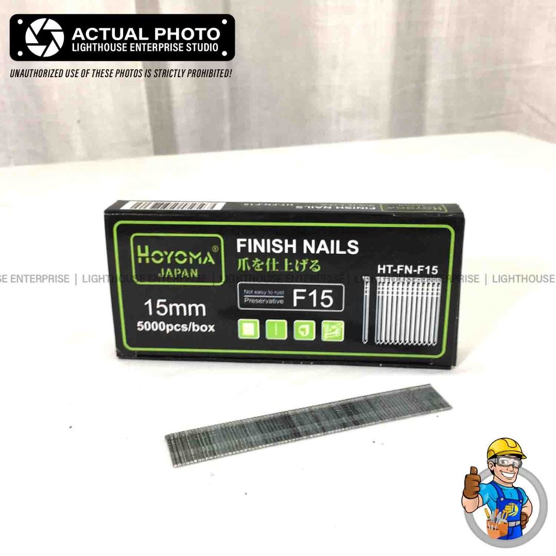 HOYOMA Japan 15mm Finish Nails For Air Brad Nailer Gun (HT-FN-F15 ...