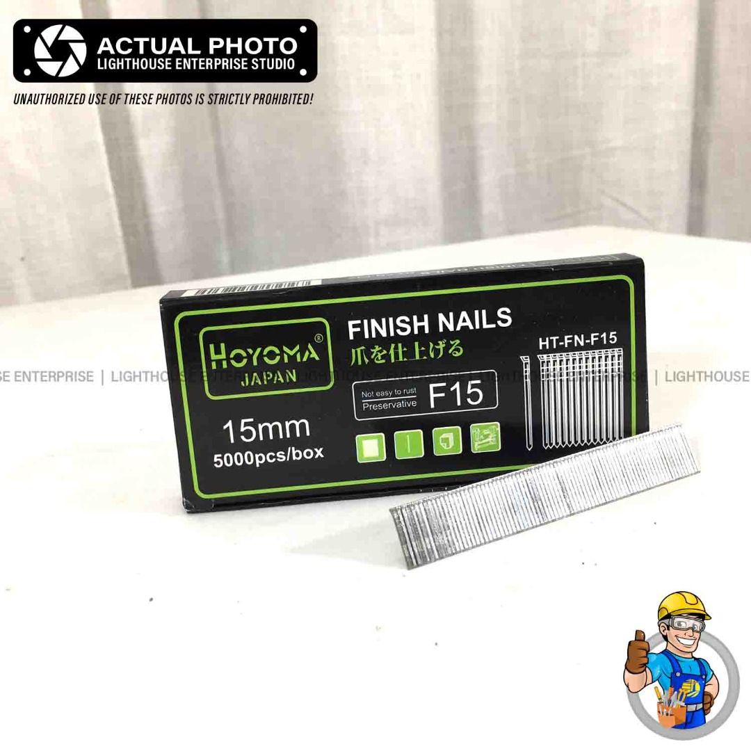 HOYOMA Japan 15mm Finish Nails For Air Brad Nailer Gun (HT-FN-F15 ...