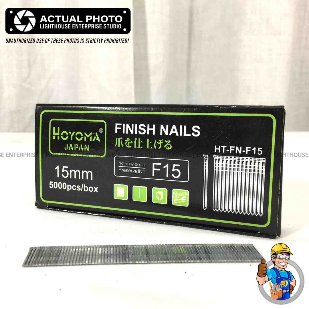 HOYOMA Japan 15mm Finish Nails For Air Brad Nailer Gun (HT-FN-F15 ...