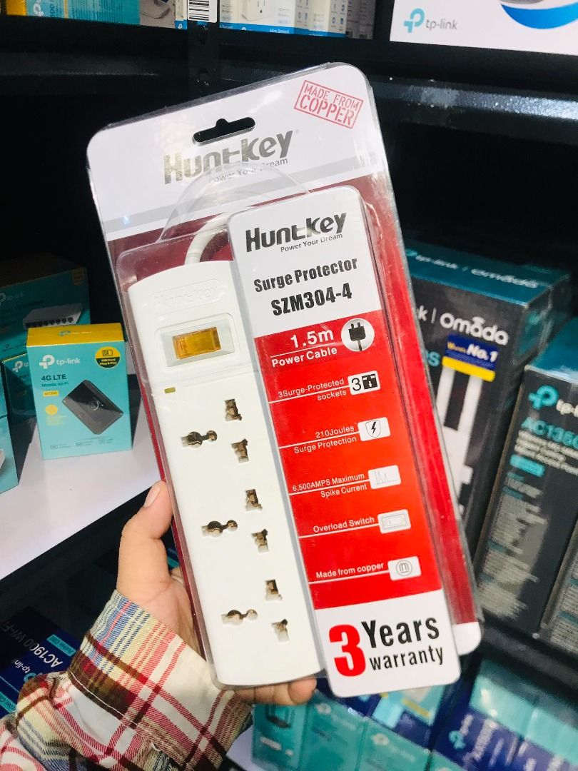 Huntkey SZC501-4 5 Sockets Power Strip Surge Protector 2 meters, TV ...