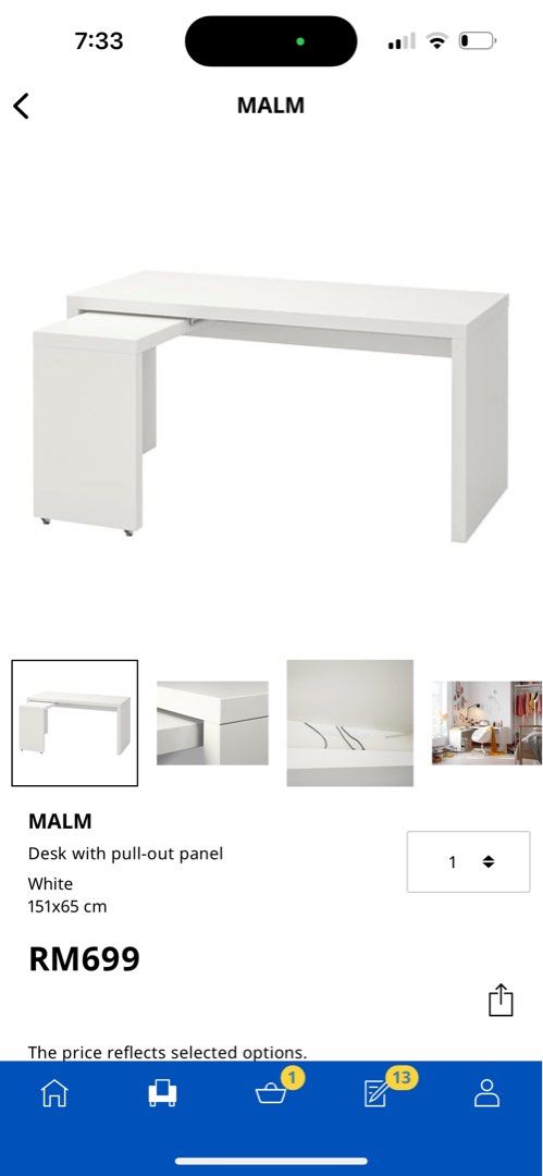 Ikea malm table, Furniture & Home Living, Furniture, Tables & Sets on Carousell
