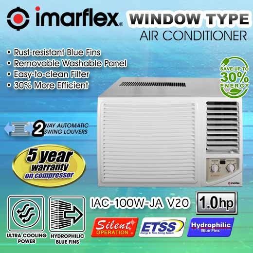 Imarflex IAC-100W-JA V20 Window Type Air Conditioner (White) 1.0 HP Manual Control, TV & Home ...