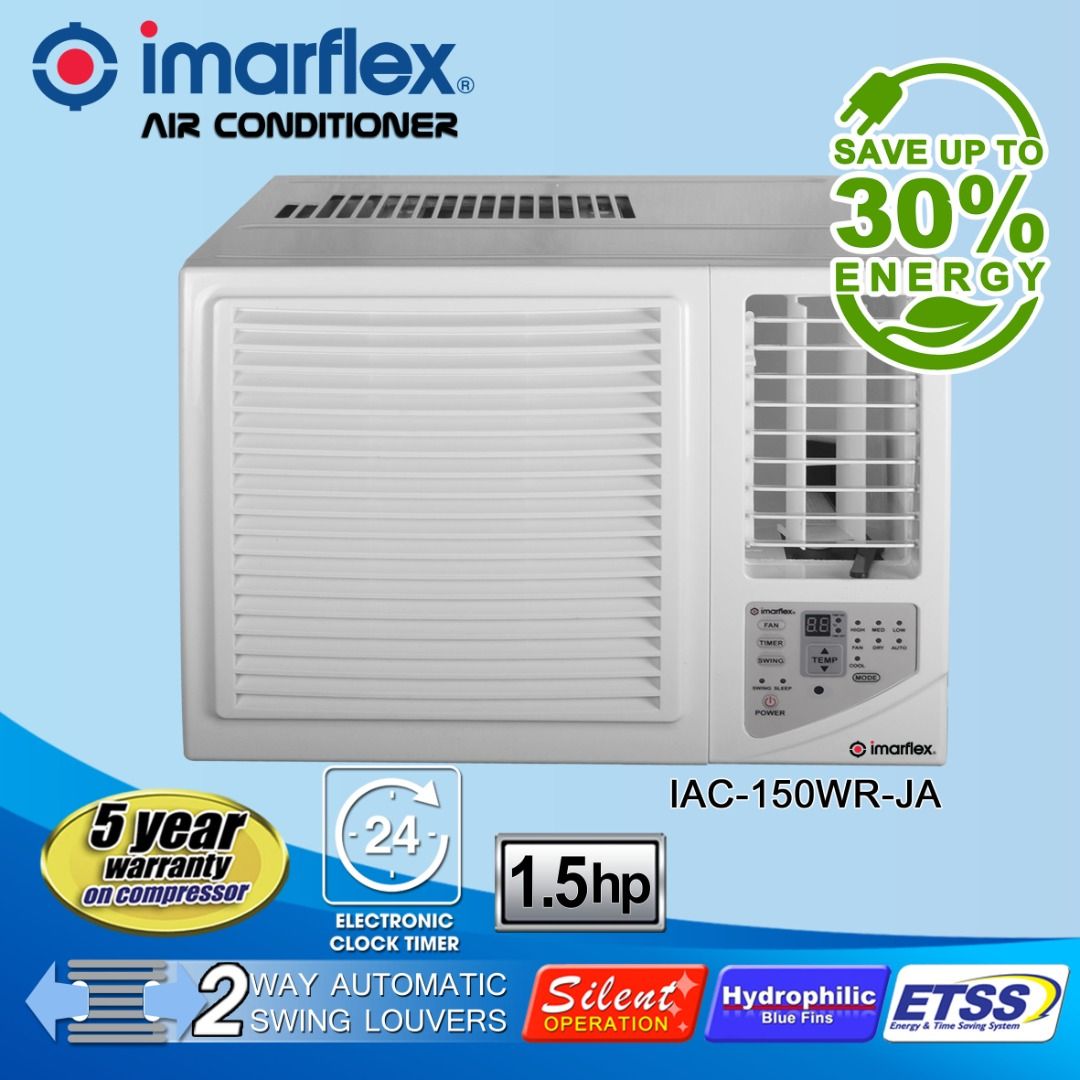 Imarflex IAC-150W-JA 1.5Hp Manual Window Type Air Conditioner, TV ...