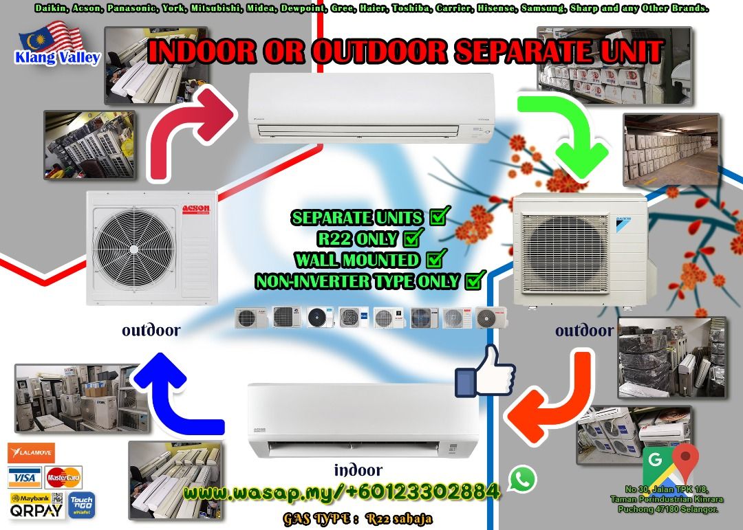 Indoor Blower Or Outdoor Compressor Separate Units For Sale / R22 / Non ...