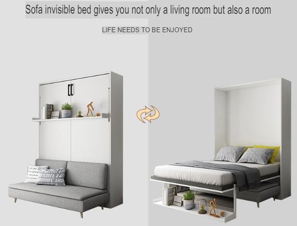 Invisible bed sofa integrated hidden bed wardrobe combination bed multi ...