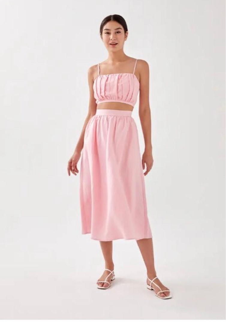 LB Love Bonito Mollie Ruched Linen Midaxi Skirt, Women's Fashion ...