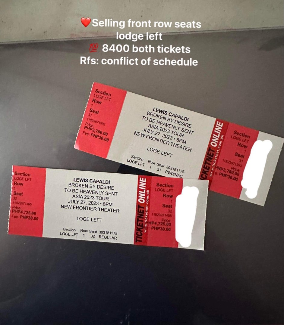 Lewis Capaldi Concert Ticket - Front row seats!!, Tickets & Vouchers ...