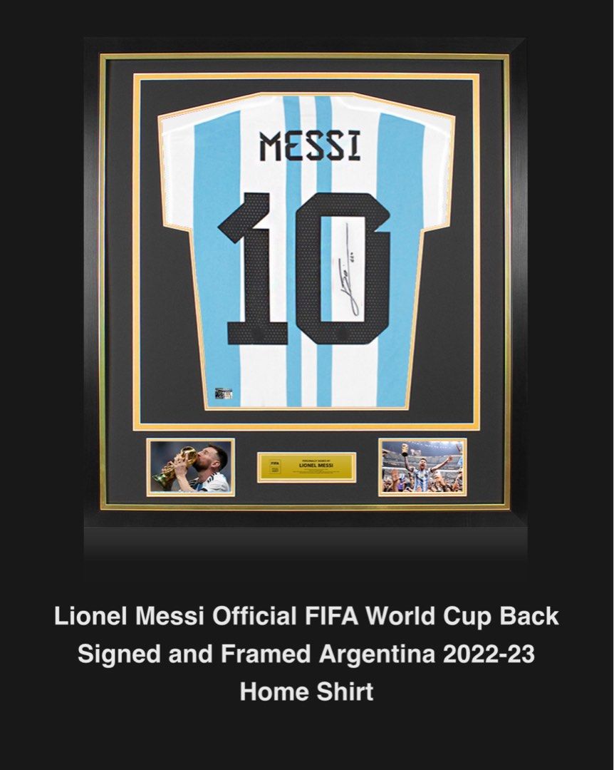 現貨美斯簽名波衫 Lionel Messi Official FIFA World Cup Back Signed and Framed ...