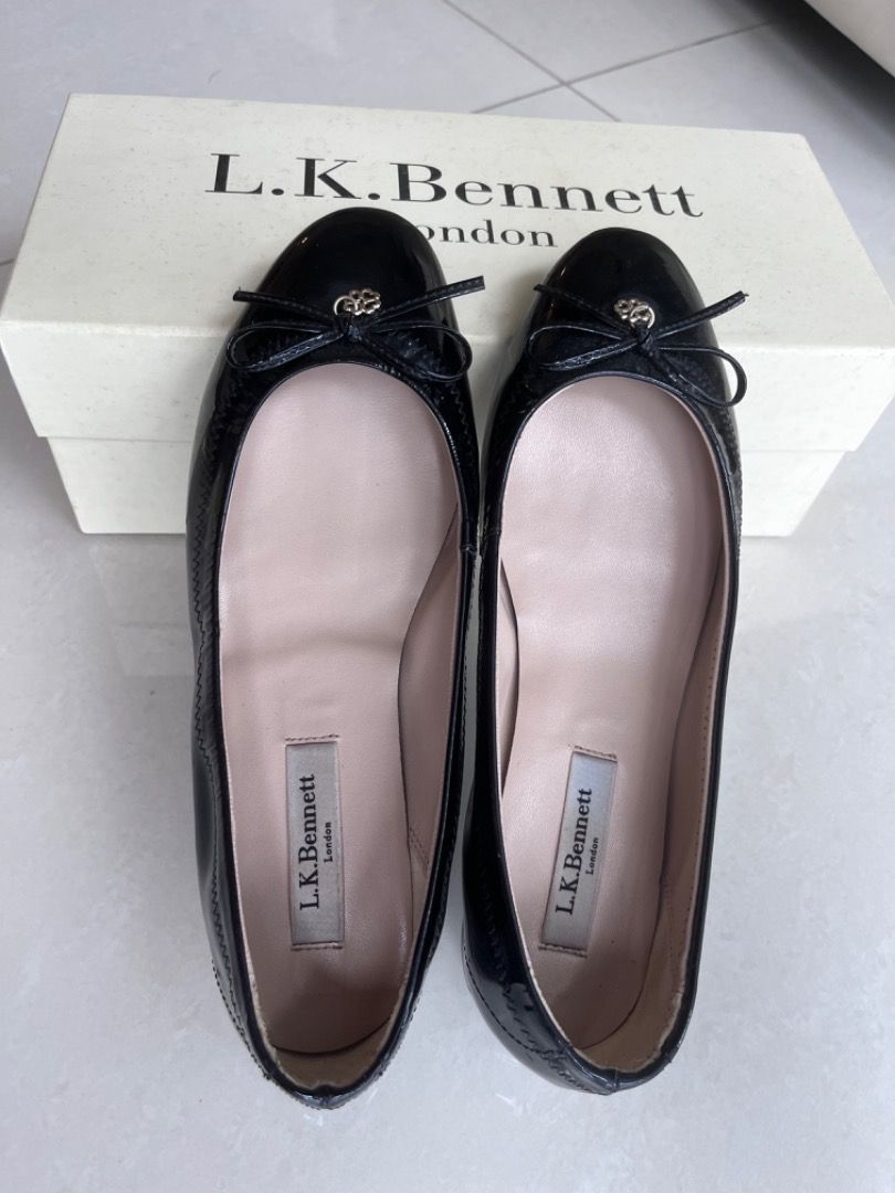 LK Bennett black patent leather flats Ossie Ballerina, Women's Fashion ...
