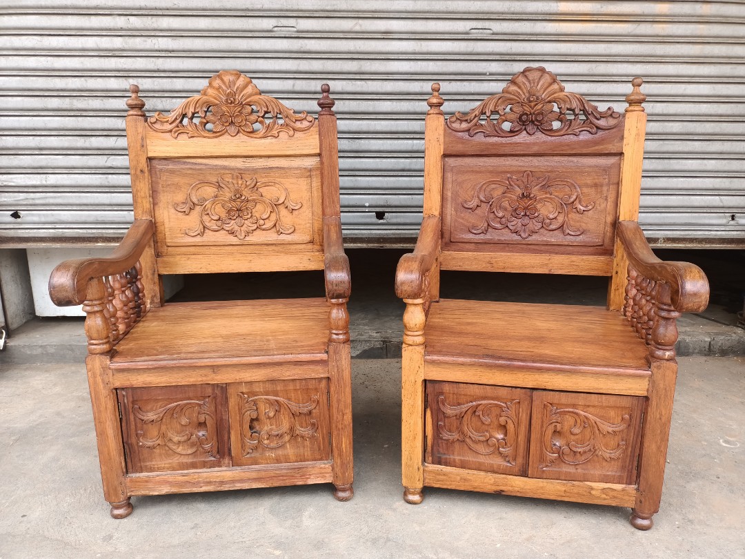 Pair of Narra Gallinera Chair, Furniture & Home Living, Furniture ...