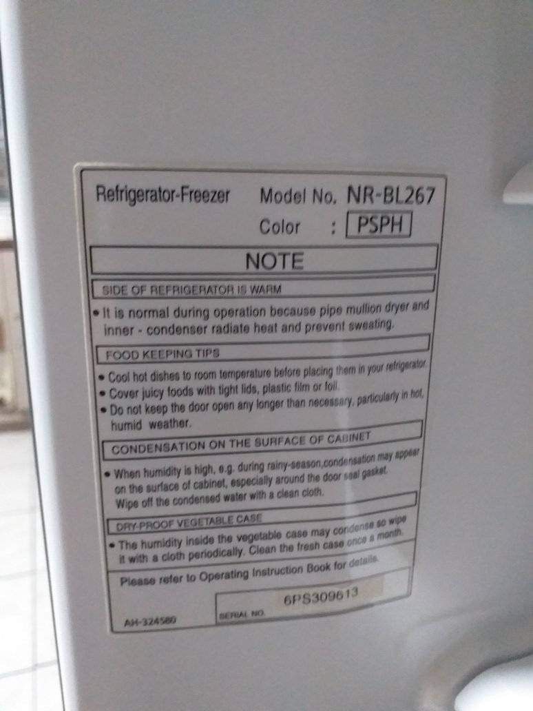 Panasonic ECONAVI Inverter 2-Door Top Freezer Refrigerator NR-BL267, TV ...