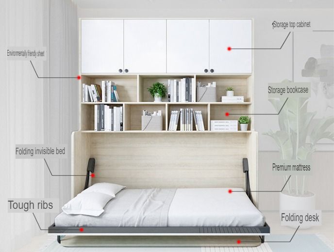 Rollover invisible bed desk type folding bed multifunctional flip bed ...
