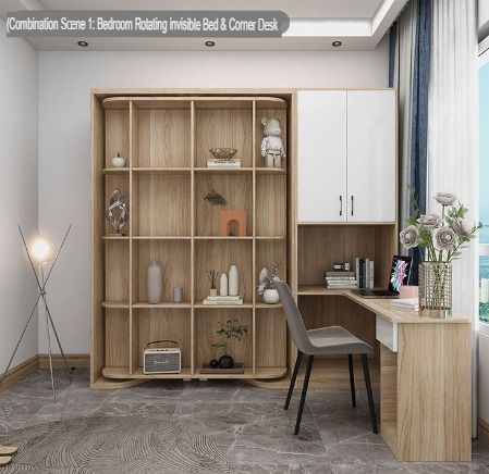Rotating Invisible Bed Combination Cabinet Folding Bed Living Room ...