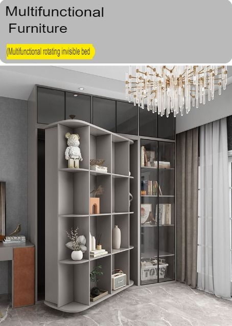 Rotating Invisible Bed Combination Cabinet Folding Bed Living Room ...