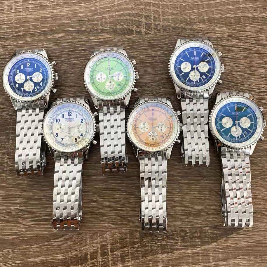 46.5mm Seiko navitimer custom mod vk63, Men's Fashion, Watches ...