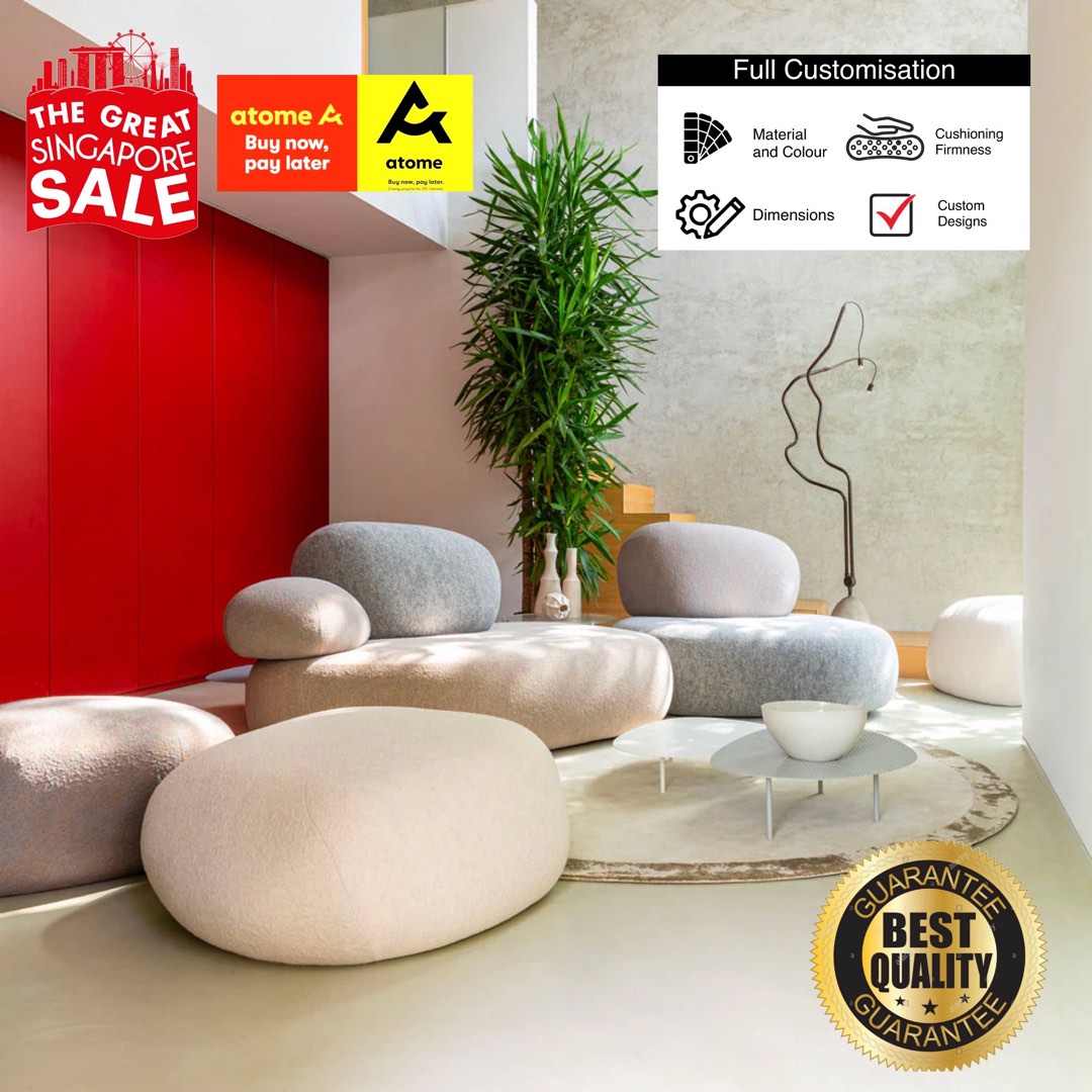 Small Foot Stool Designer Pebble Rubble Curve Round Lounge Sofa ...