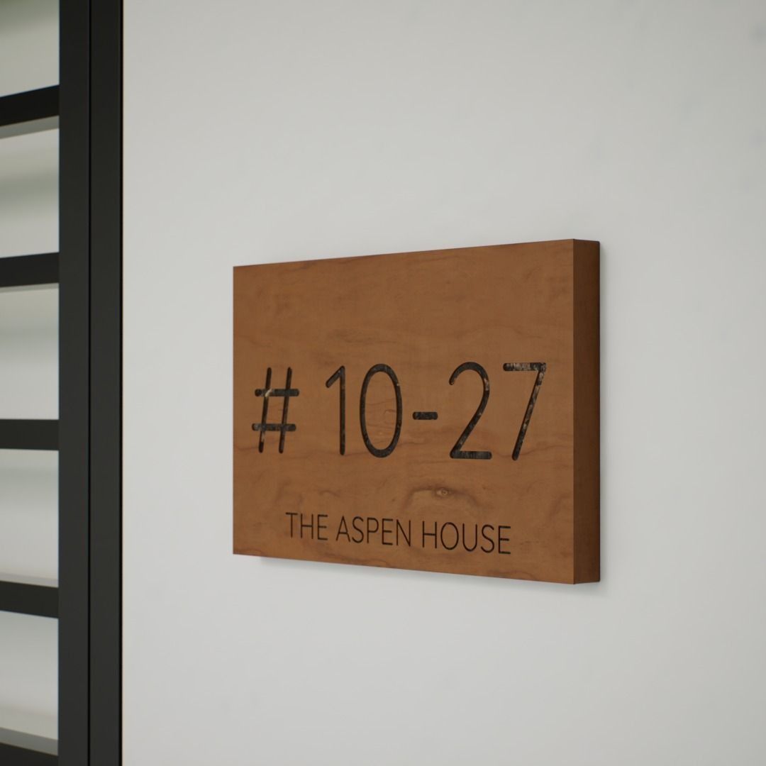 Solid Wood Outdoor Signage/ Unit Number Signage with Laser Engraving ...
