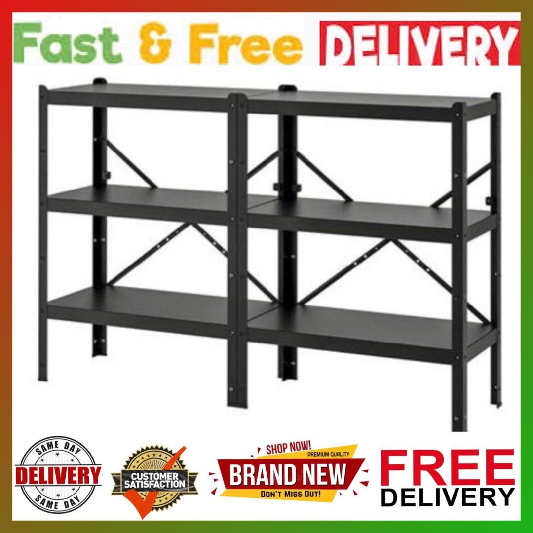 Storage Rack, shelving rack, shelf, BROR Shelving unit Black 170×40×110 ...