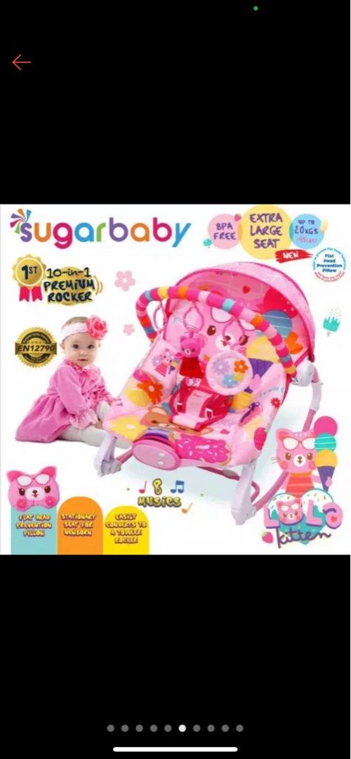 Sugar Baby 10 In 1 Premium Rocker Extra Large Seat Lola Kitten Merah ...
