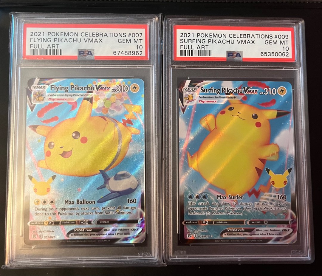 Surfing & Flying Pikachu VMAX PSA 10 Celebrations Pokemon TCG Card ...