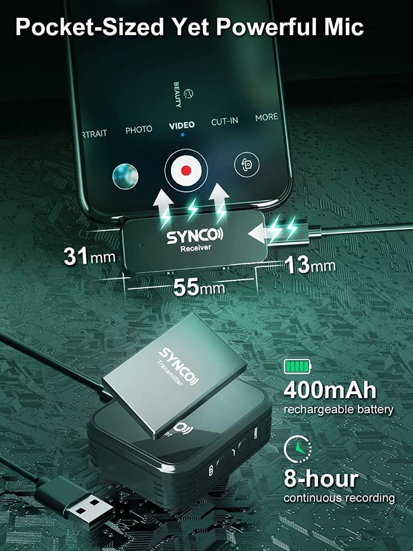 SYNCO WAir-G1T WAir-G1L G1 G1T G1L Ultracompact Digital Wireless Microphone System Lavalier for ...