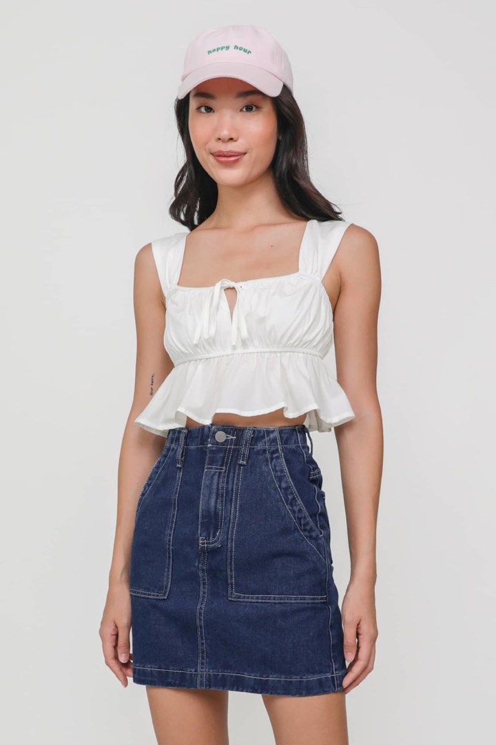 TTR The Tinsel Rack Suzie Flare Top White, Women's Fashion, Tops ...