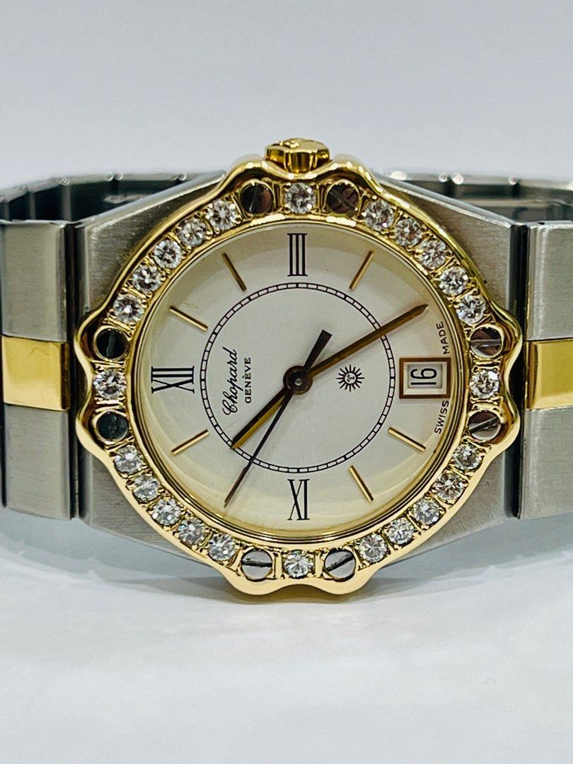 Vintage CHOPARD St. Moritz 18K Yellow Gold/Steel With Diamond Bezel ...