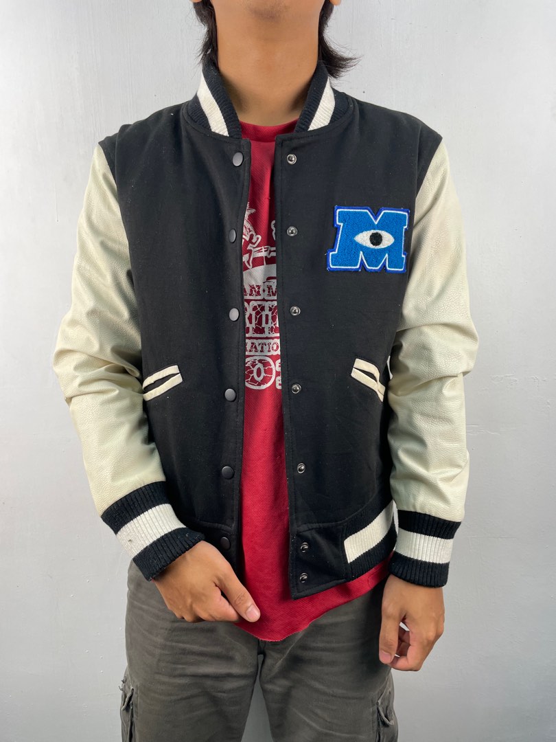 Vintage monsters university varsity jacket leather sleeve size s, Women ...