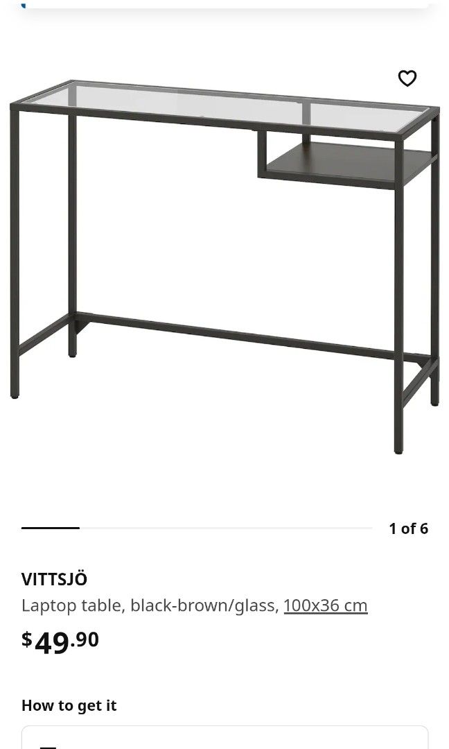 VITTSJO IKEA Slim Desk with Glass Top, Furniture & Home Living ...