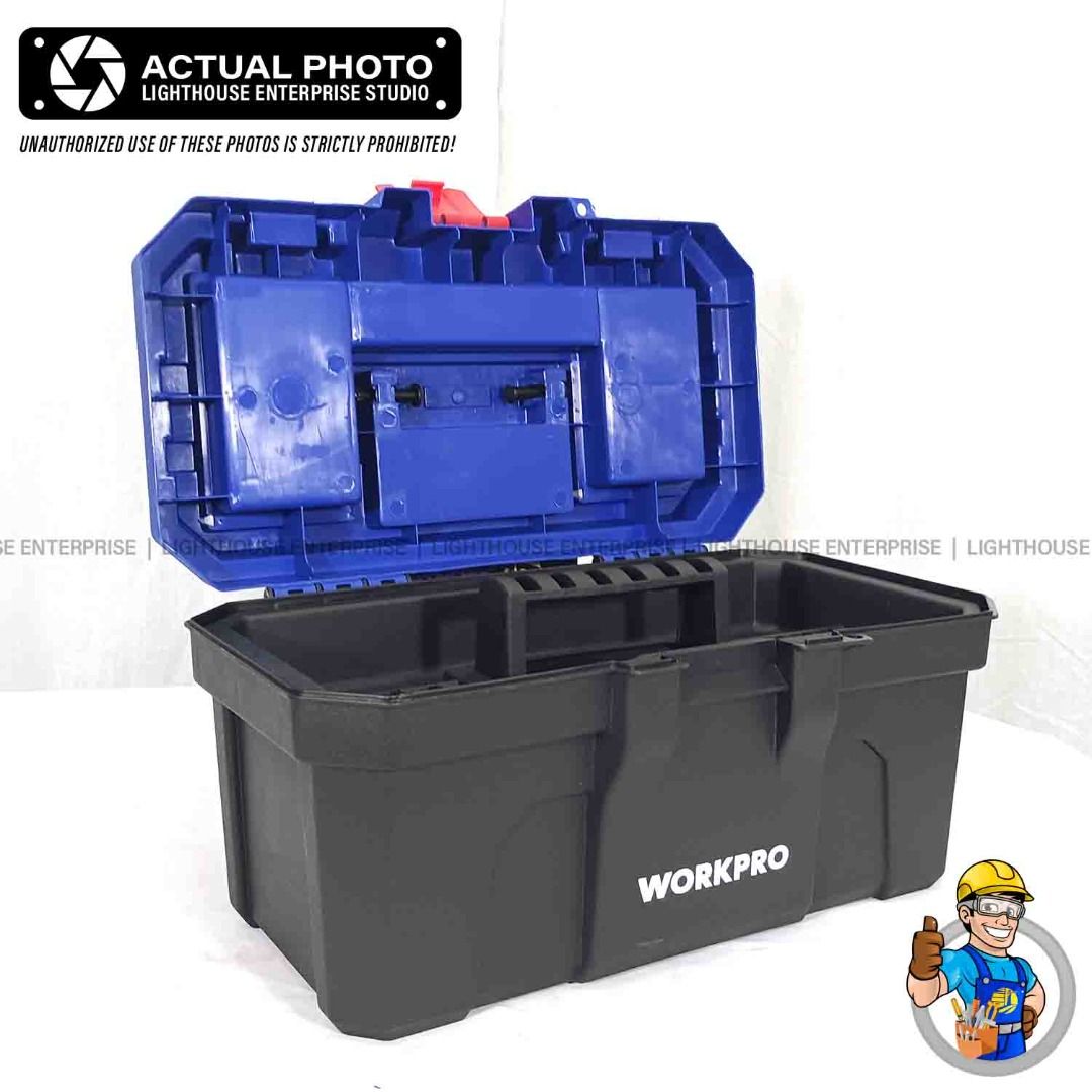 WORKPRO Heavy Duty 16" Durable Plastic Tool Box with Removable Tray ...