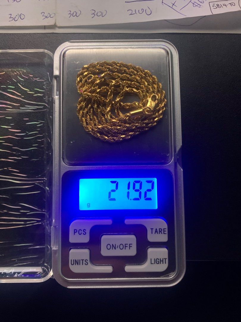 916 22k Solid Gold Chain Necklace Rope Diamond Cut 60cm 3mm 21.92g Poh ...