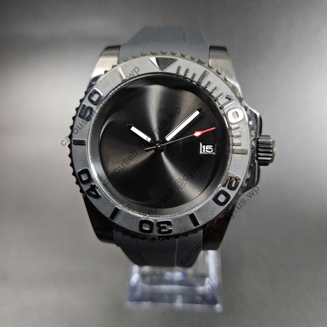 Automatic Watch 40MM All Black Sapphire Crystal NH35 Seiko Movement ...