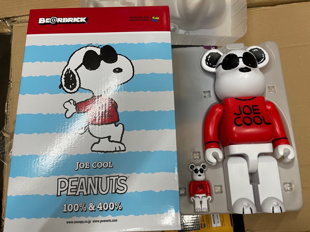 Bearbrick 400% 100% snoopy joe cool the peanuts medicom, 興趣及遊戲, 玩具 & 遊戲 ...