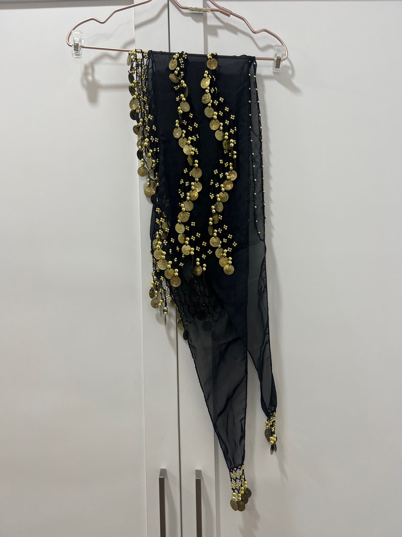 Belt Belly Dance Coin Ikat Pinggang Belly Dance Hip Scarf Hitam, Fesyen ...