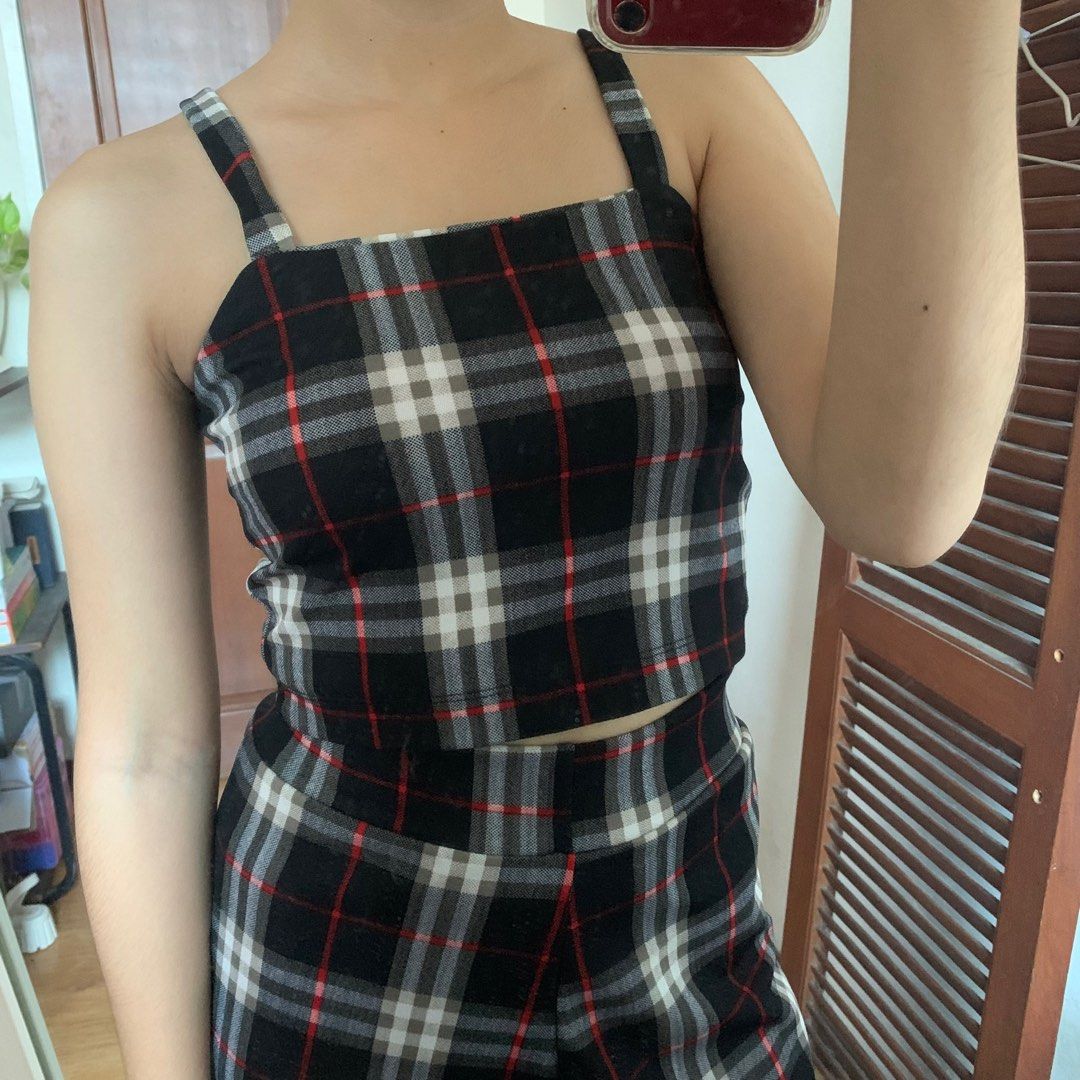 Black & Red Checkered Pattern Coords Terno Set, Women's Fashion ...