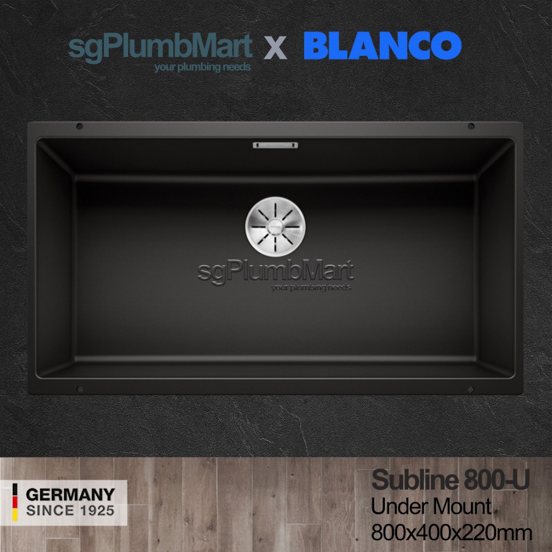Blanco Black Granite Kitchen Sink Silgranit Subline 800-U Undermount ...