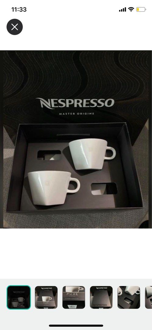 Bnib Nespresso Pure Collection Cappuccino Cups And Saucers Set Furniture