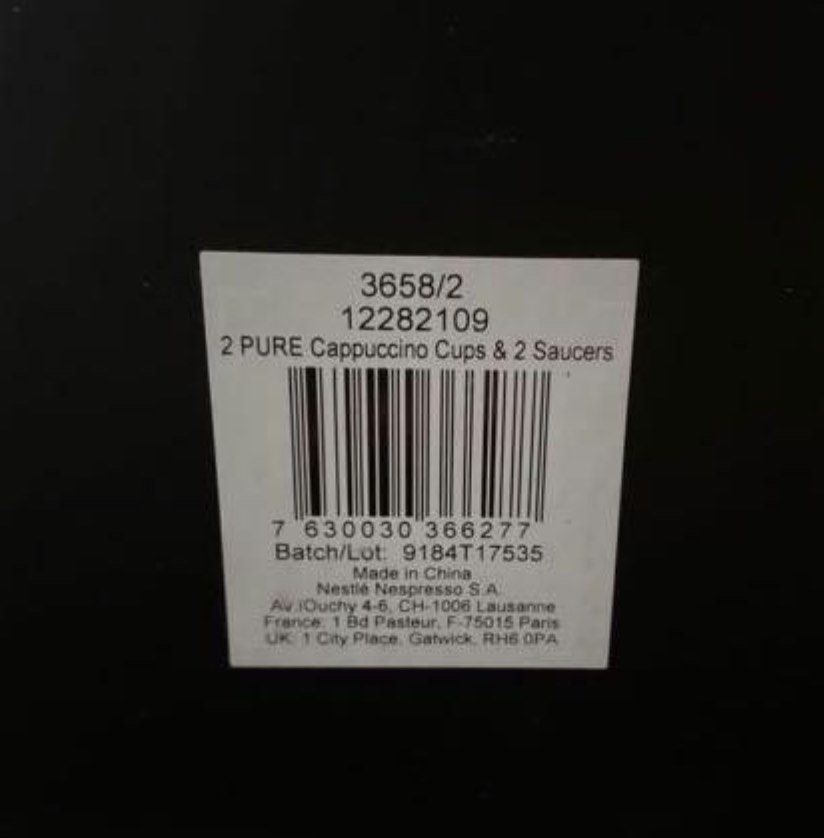 Bnib Nespresso Pure Collection Cappuccino Cups And Saucers Set Furniture