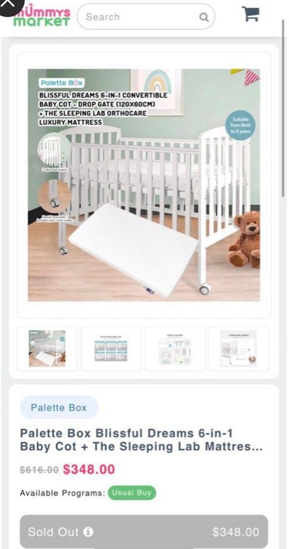 Brand New Baby Cot - Pallette Box Sweet Dreams, Babies & Kids, Baby ...