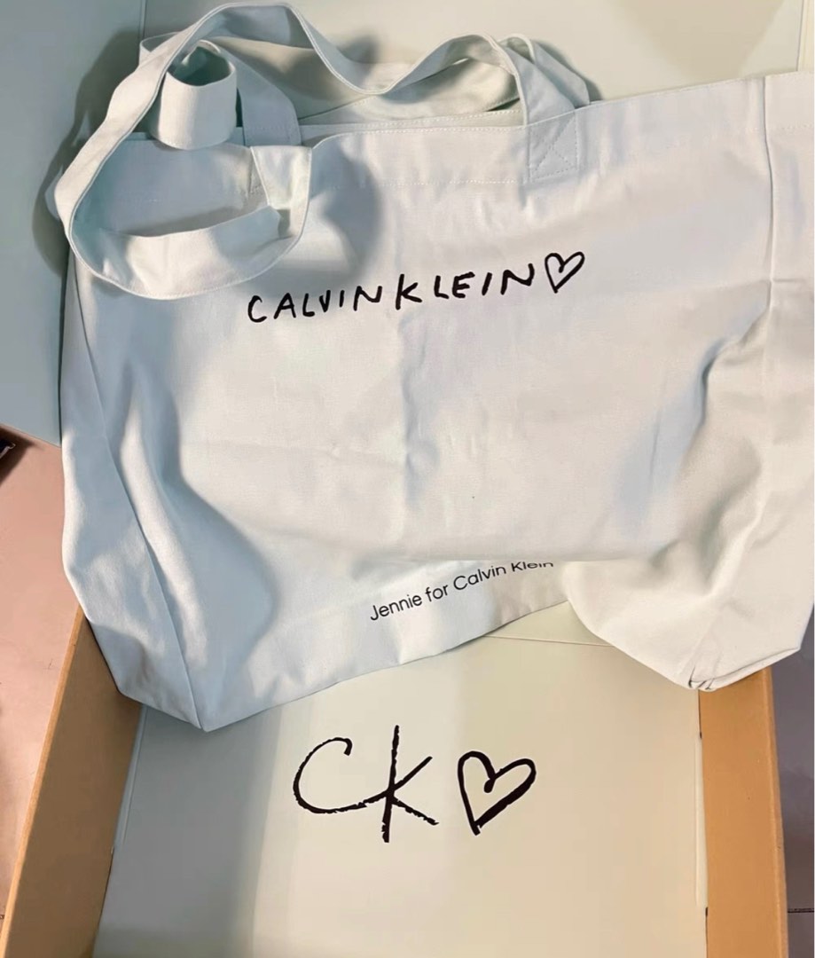 [BRAND NEW] blackpink jennie Calvin Klein CK collection official chalk blue mint tote bag ...