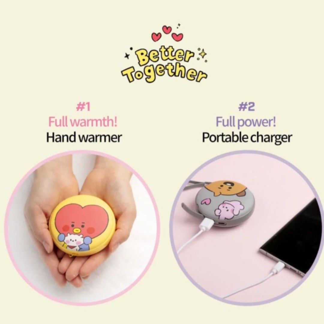 BT21 TATA Hand Warmer and Power Bank 4300mAh, Mobile Phones & Gadgets ...