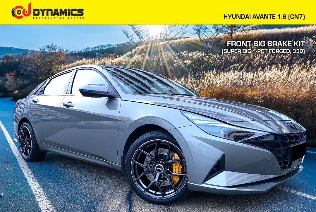 CJ DYNAMICS FRONT BIG BRAKE KIT (SUPER BIG 4-POT FORGED, 330) ON HYUNDAI AVANTE 1.6 (CN7), Car ...