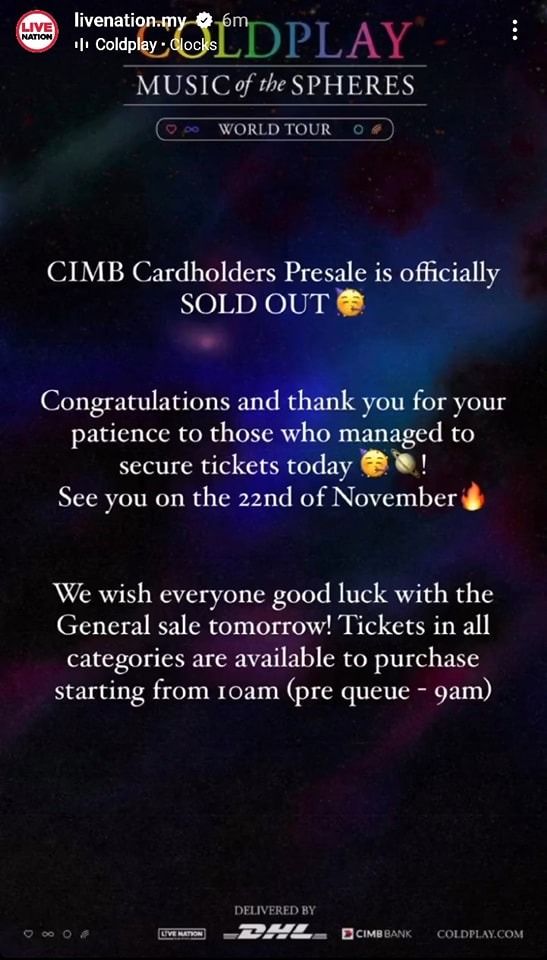 [RESERVED] Coldplay Malaysia 2023. 4x Cat 4 tix. , Tickets & Vouchers ...