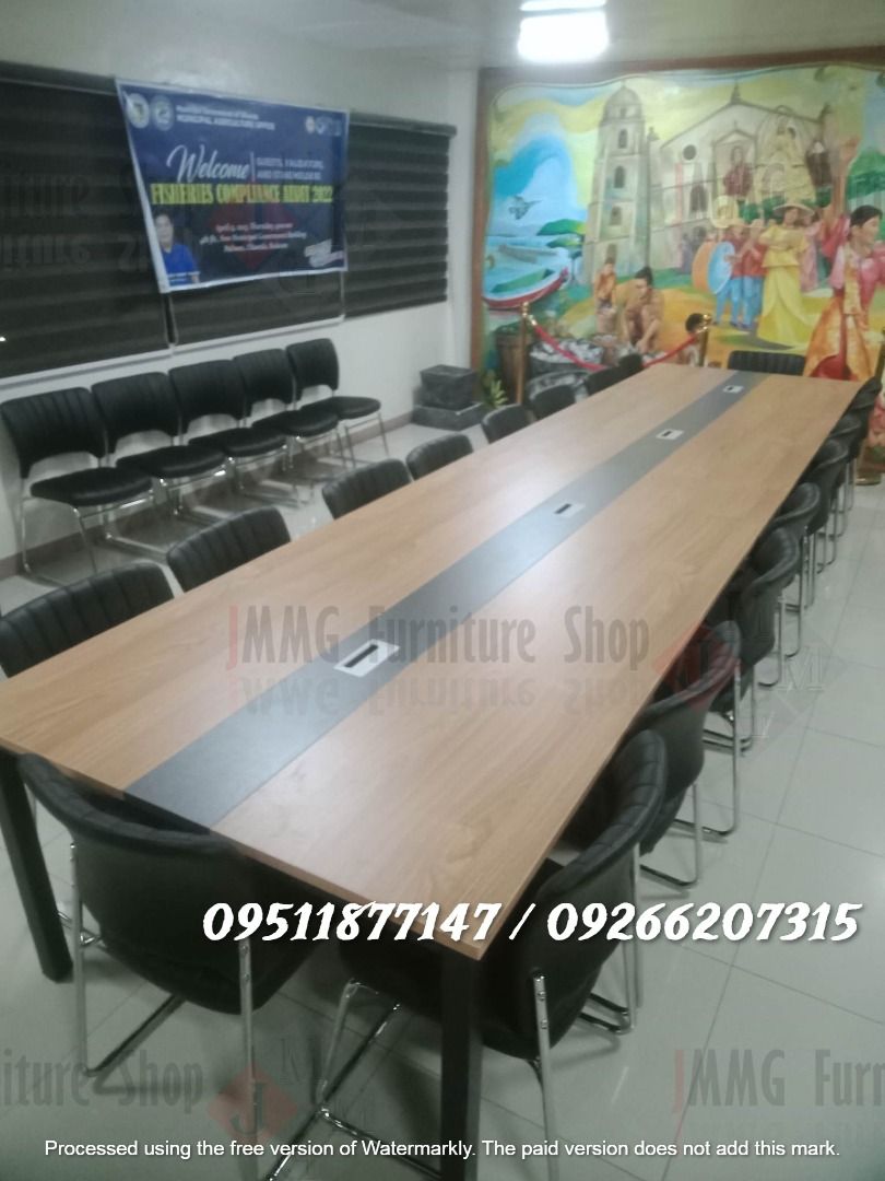 Conference table with wire management, Furniture & Home Living, Office ...
