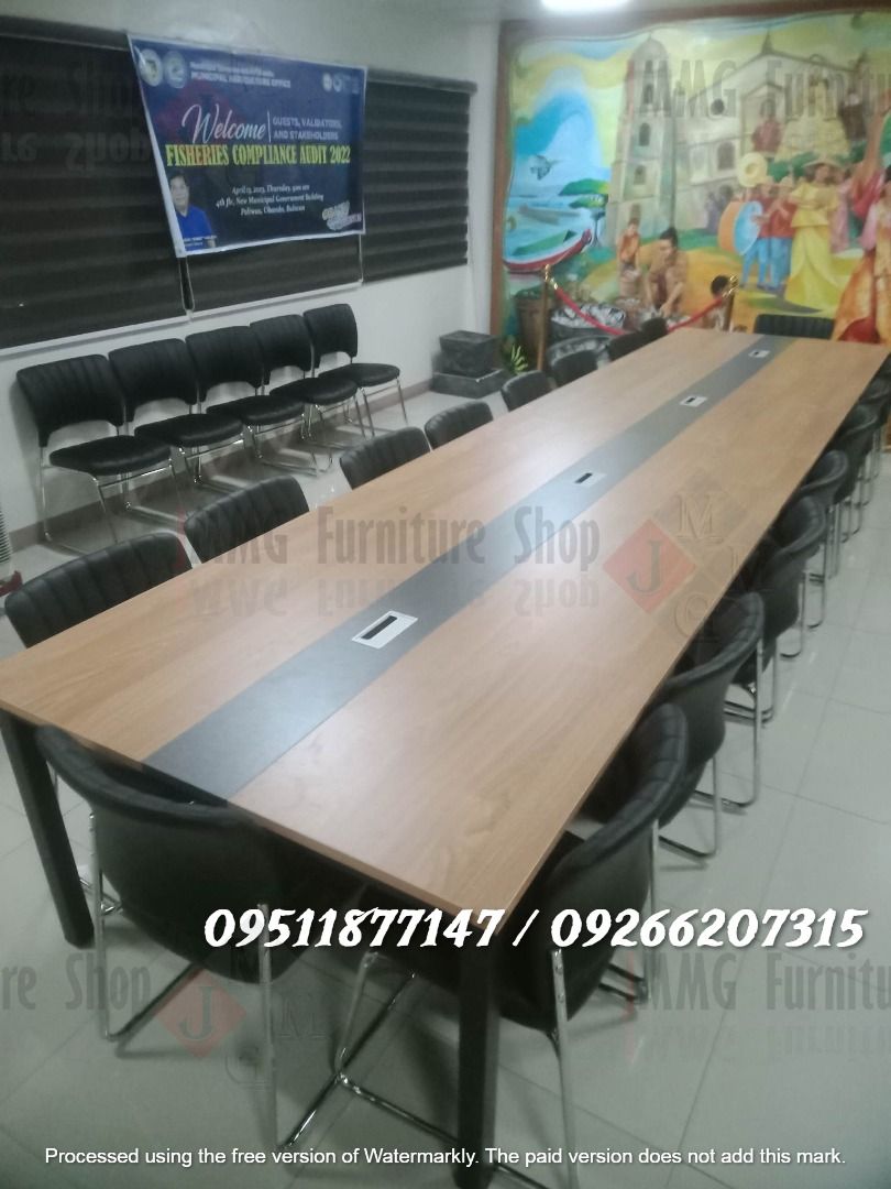 Conference table with wire management, Furniture & Home Living, Office ...