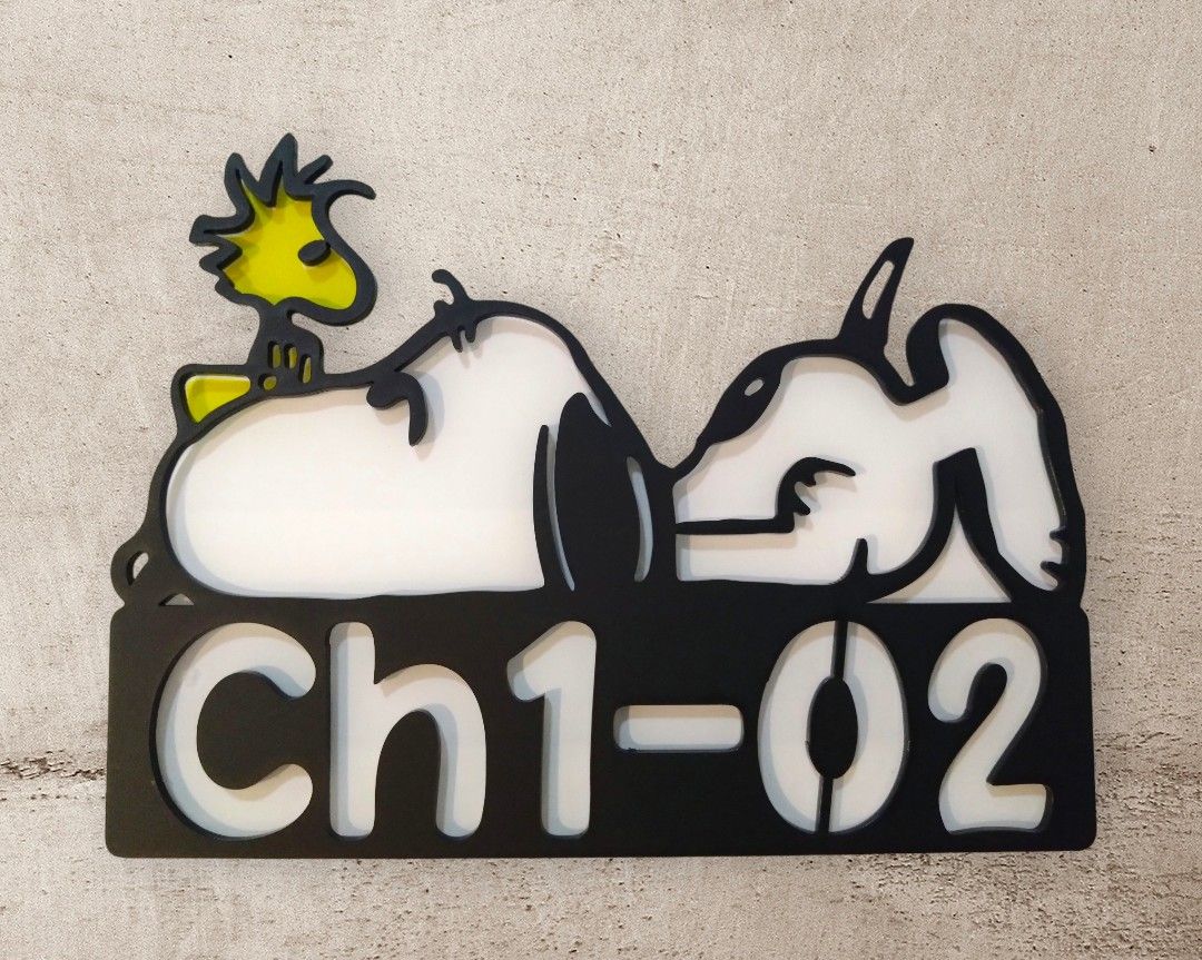 Custom Snoopy 3D Acrylic Signage / Unit Number/ Door Sign, Furniture ...