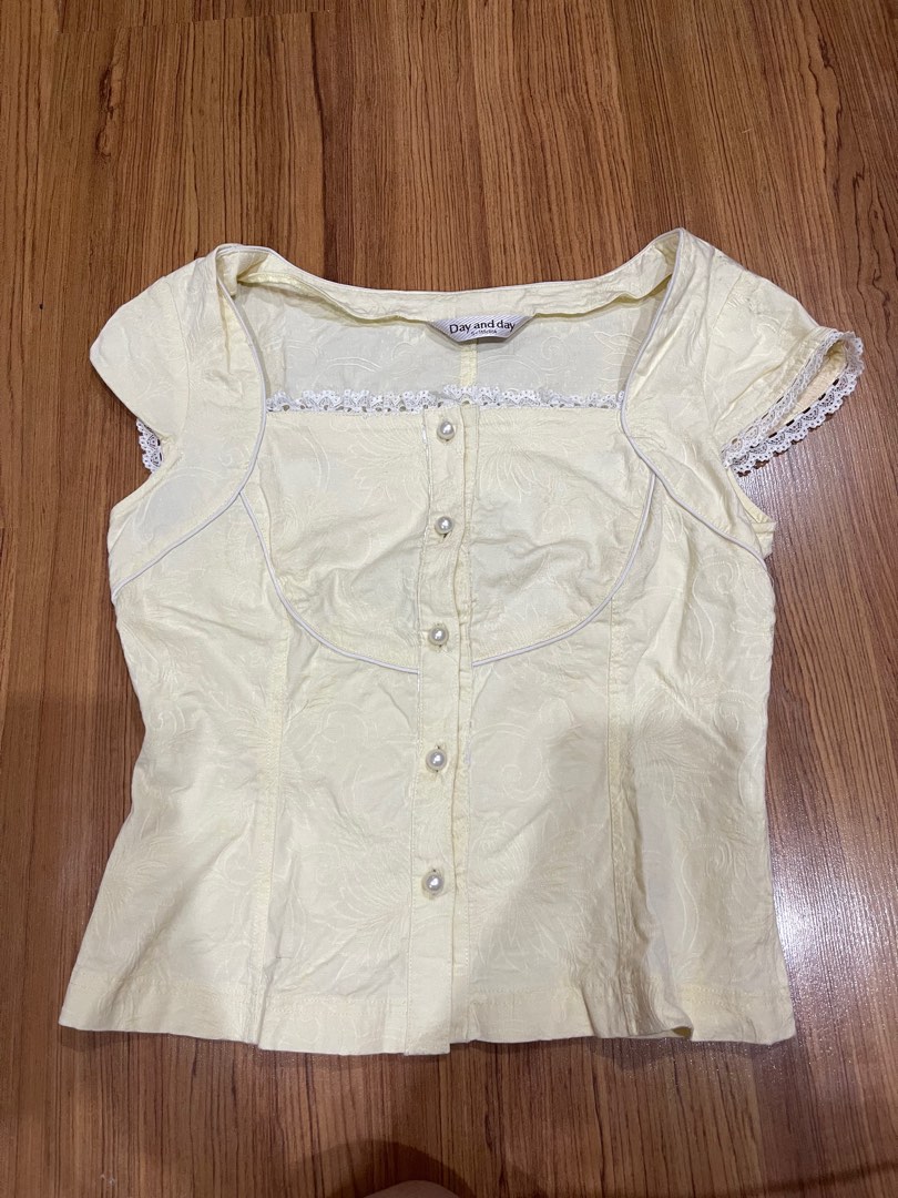 dainty pastel yellow top on Carousell