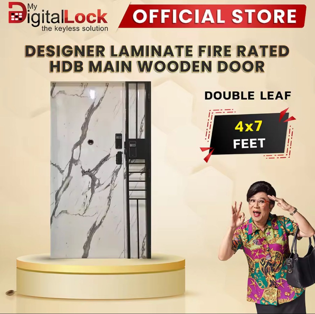 DESIGNER LAMINATE FIRE RATED HDB MAIN WOODEN DOOR 4×7 FEET (DOUBLE LEAF ...