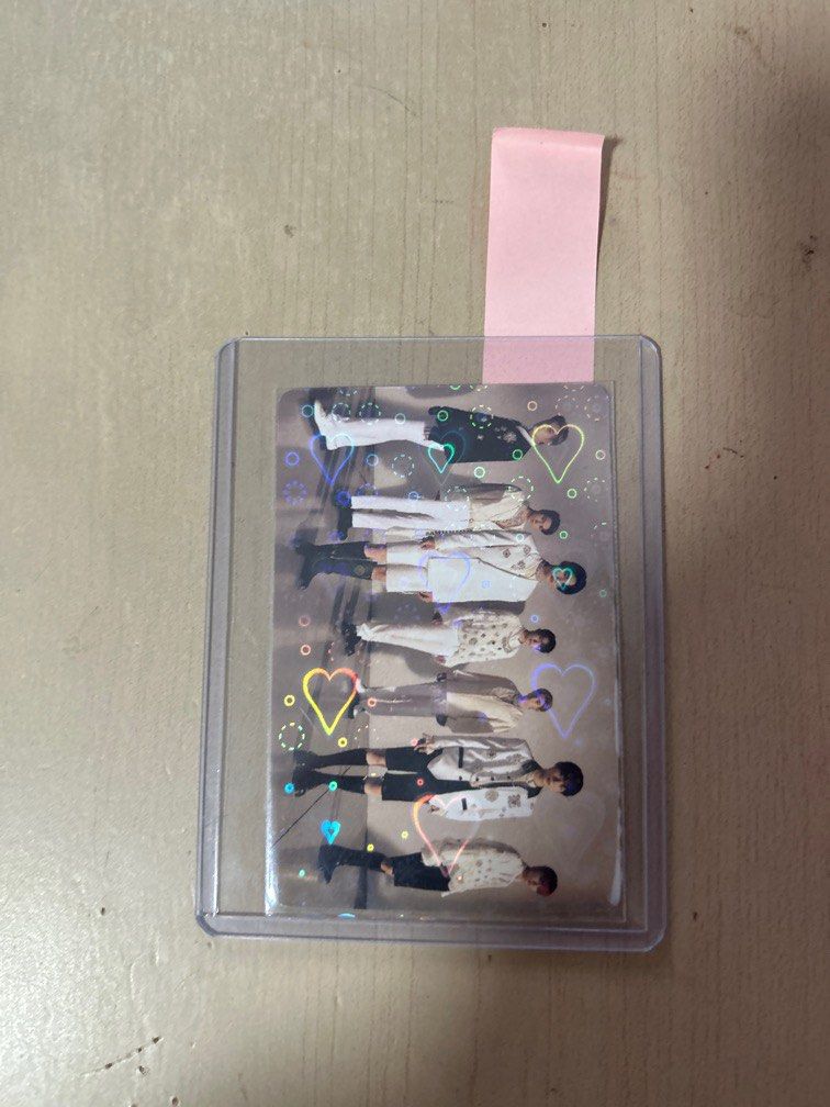 enhypen group photo card with holographic heart plastic with toploader ...