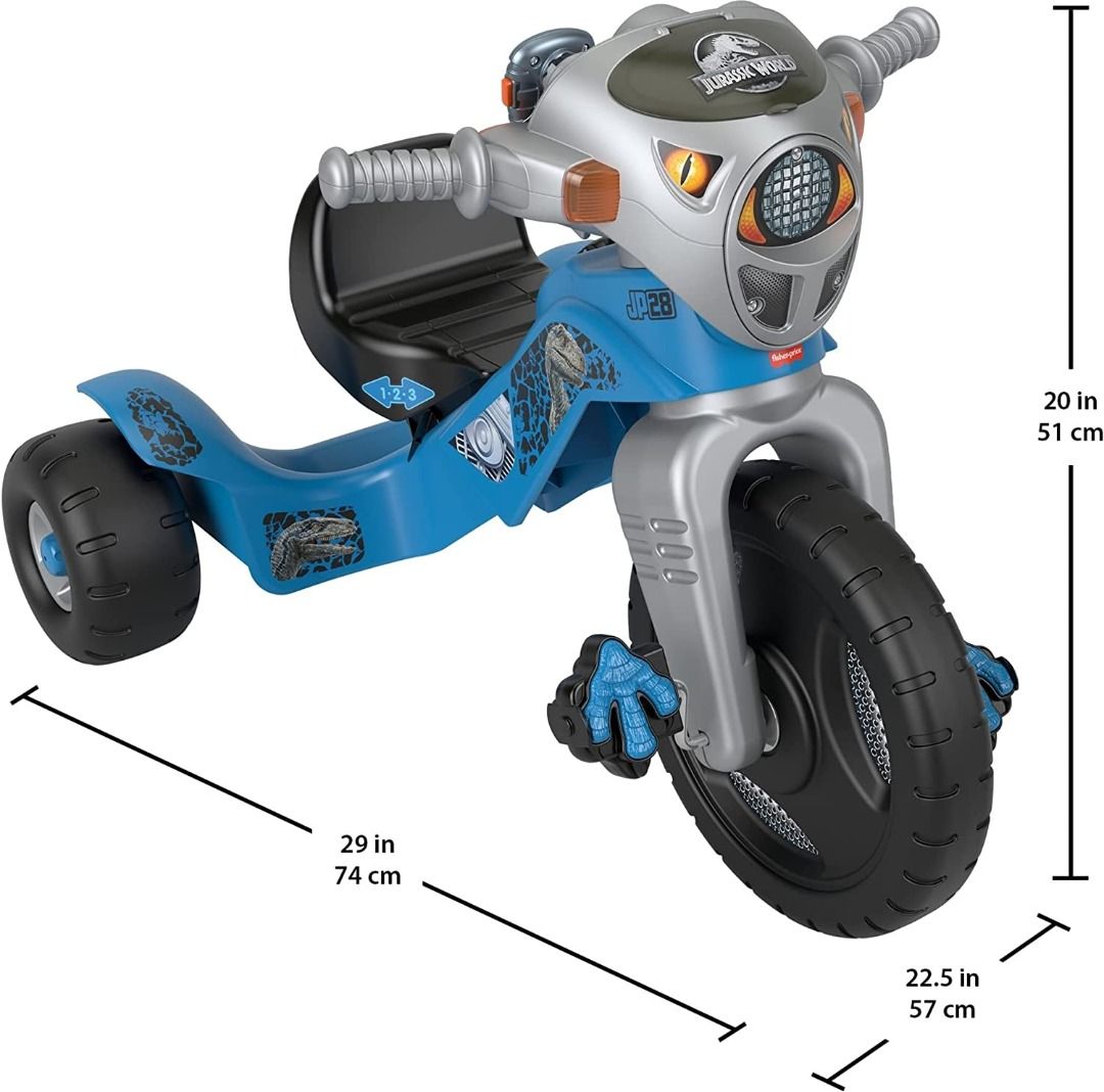 Fisher-Price Jurassic World Velociraptor Dinosaur Tricycle, Toddler Toy ...